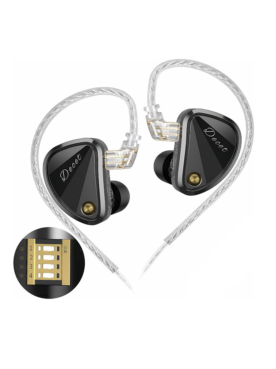 KZ Decet With Switches 3.5 мм без микрофона, черный, проводные наушники