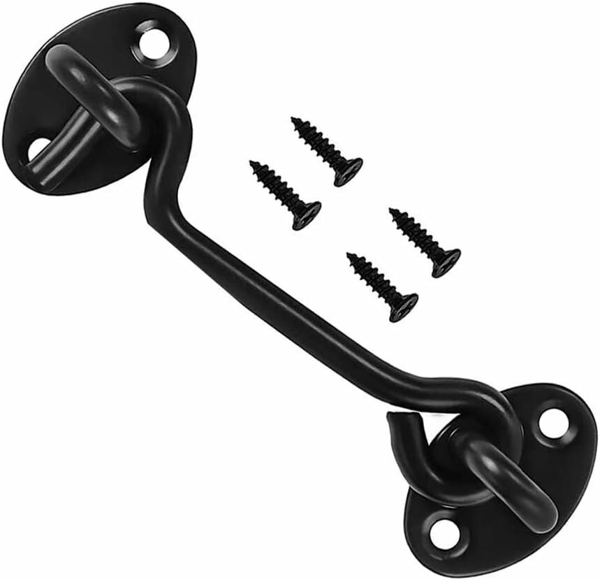 Замок-защелка, нержавеющая сталь, чёрный, 4", для дверей и ворот