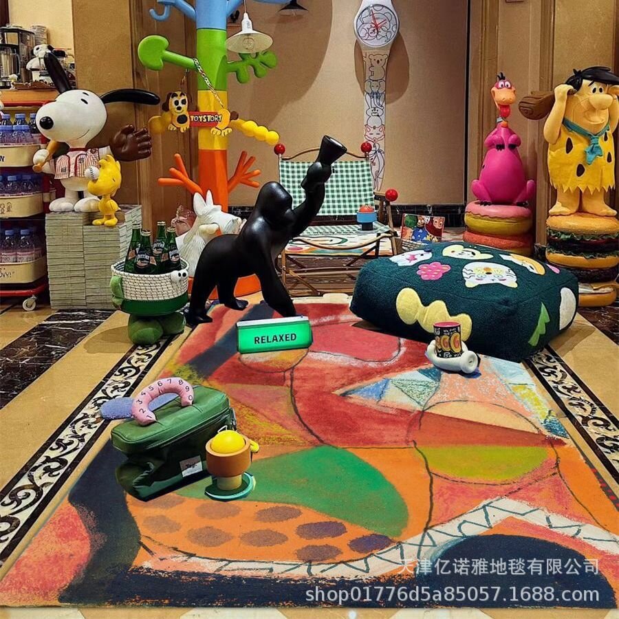 Полное ковровое покрытие для гостиной, современный минималистичный дизайн с граффити, теплоизоляционный и теплый, коврик для журнального столика из искусственного кашемира, износостойкий прикроватный коврик для спальни.