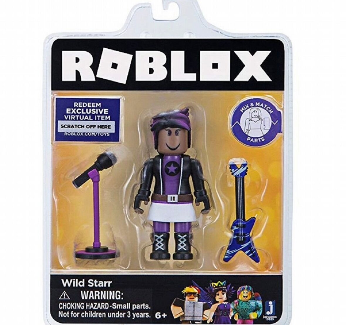 Jazwares Roblox Wild Starr Роблокс Дикая Звезда с электрогитарой и микрофоном Фигурка и код