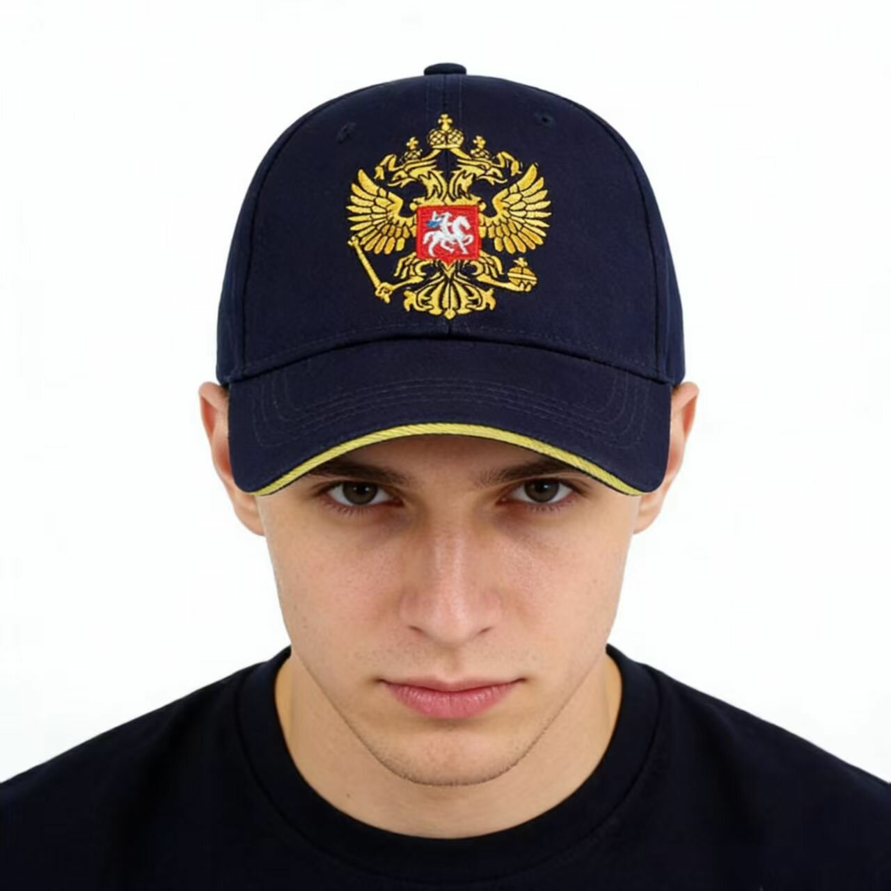Вышитая бейсболка с государственным гербом России