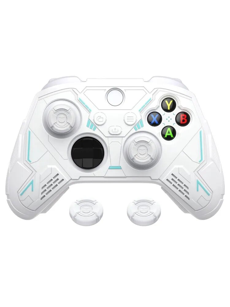 PlayVital Силиконовый чехол Stellar Mecha для контроллера Xbox Series X/S, антискользящий с накладками на стики, белый/серый