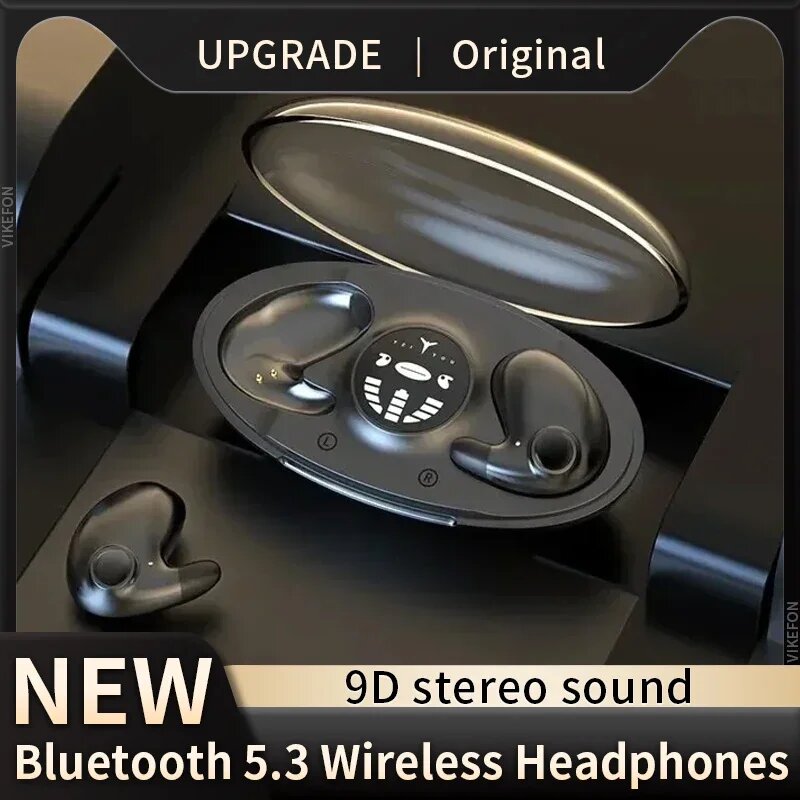 Невидимые беспроводные наушники для сна (TWS) с Bluetooth 5.3, скрытые наушники, водонепроницаемость IPX5 и шумоподавление для занятий спортом.