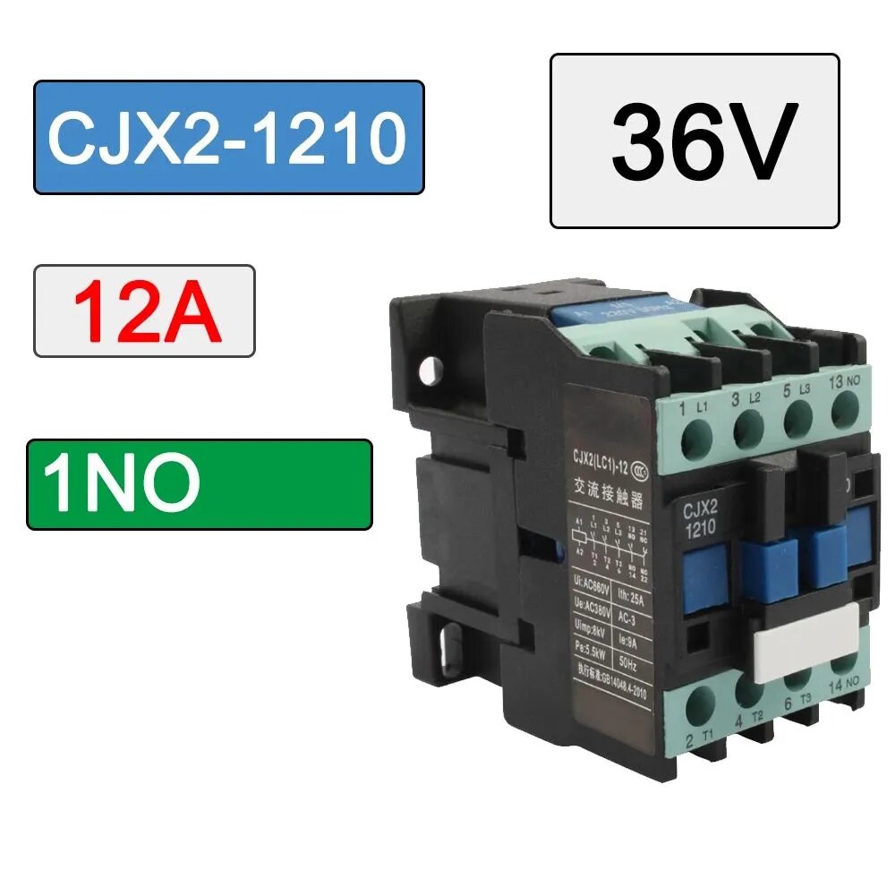 Контактор переменного тока 36 В, однофазный CJX2 (LC1), трехфазный
