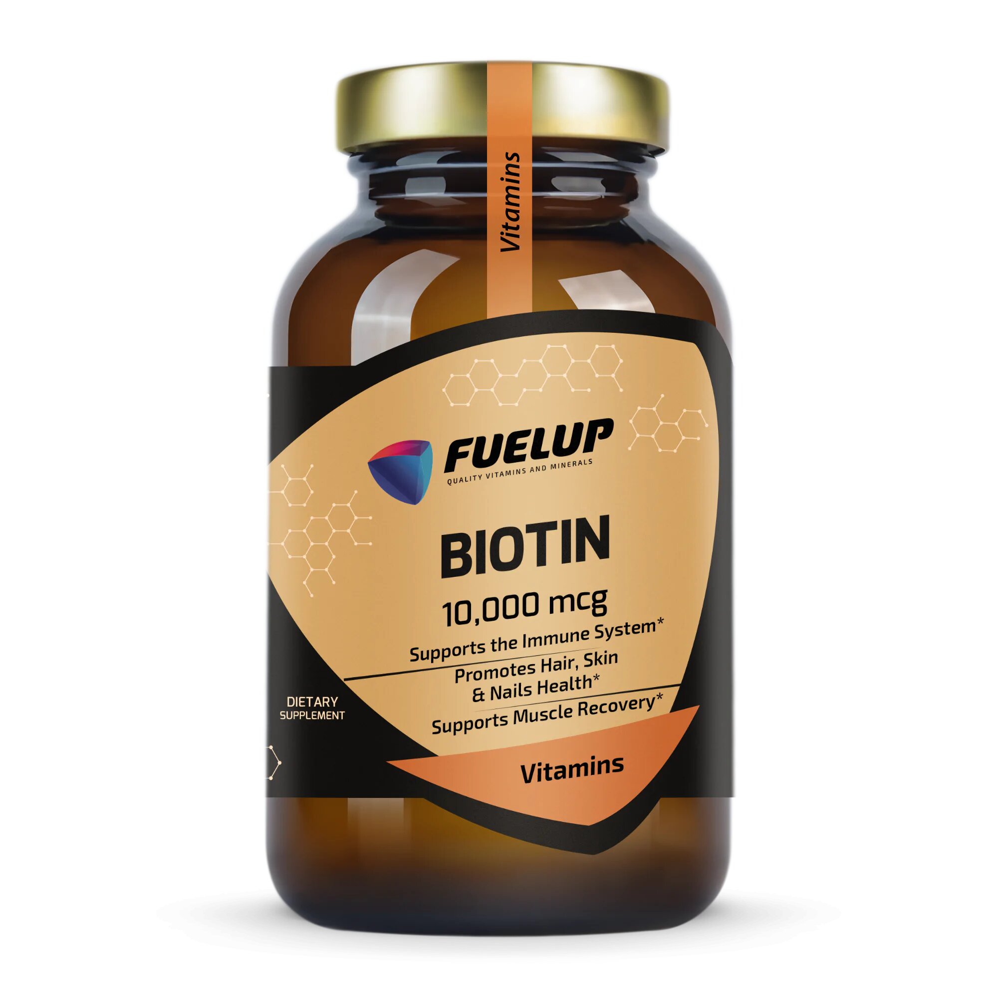 Биотин, FuelUP, поддержка здоровья кожи, волос и ногтей, Biotin, 10000 мкг, 60 капсул