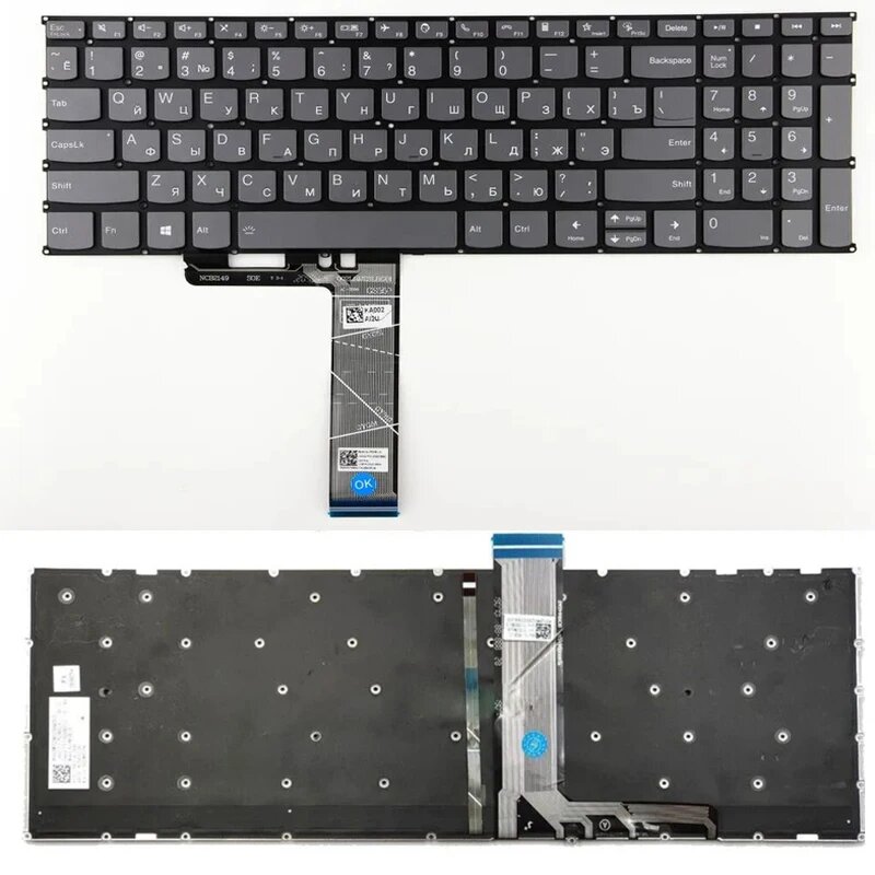 Клавиатура Lenovo Yoga 7 серая с подсветкой, Ru grey Backlit