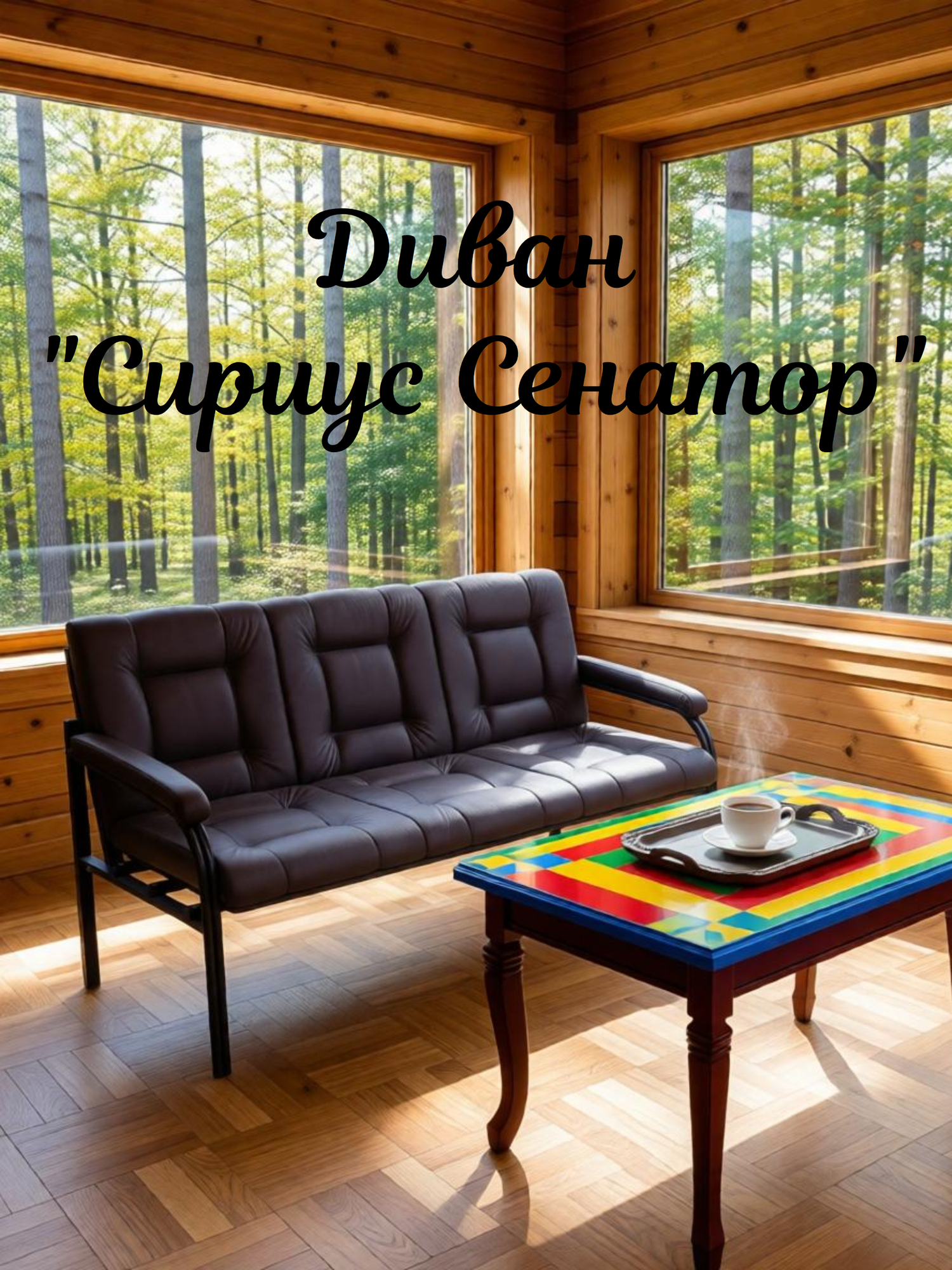 Диван офисный, "Сириус Сенатор", 3х местный, эко-кожа коричневая, стальной разборный каркас. На кухню, на дачу, в прихожую.