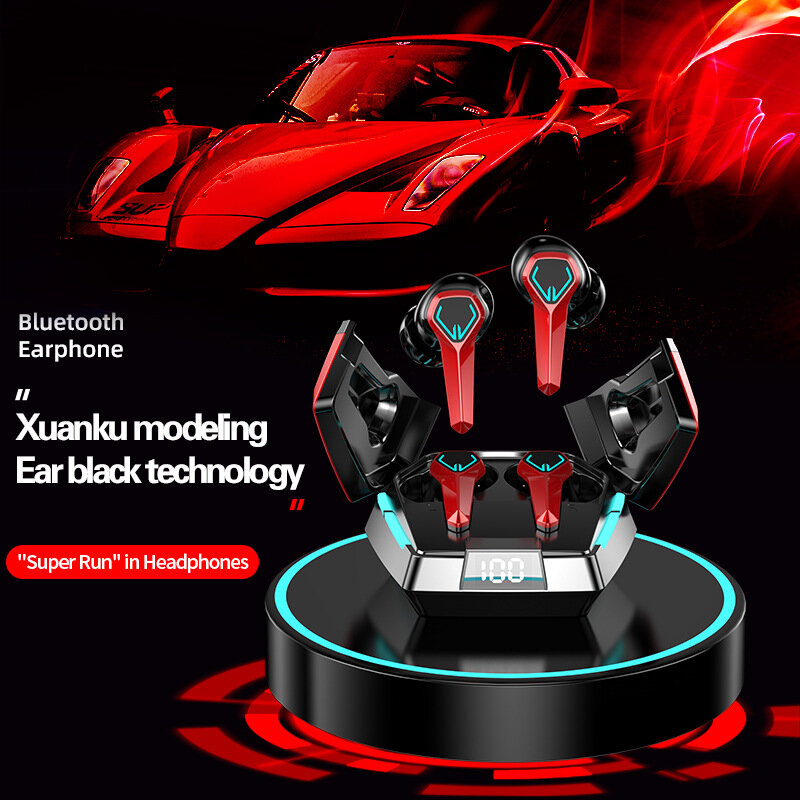 Гарнитура игровая, Bluetooth, шумоподавление, сенсорное управление, красная