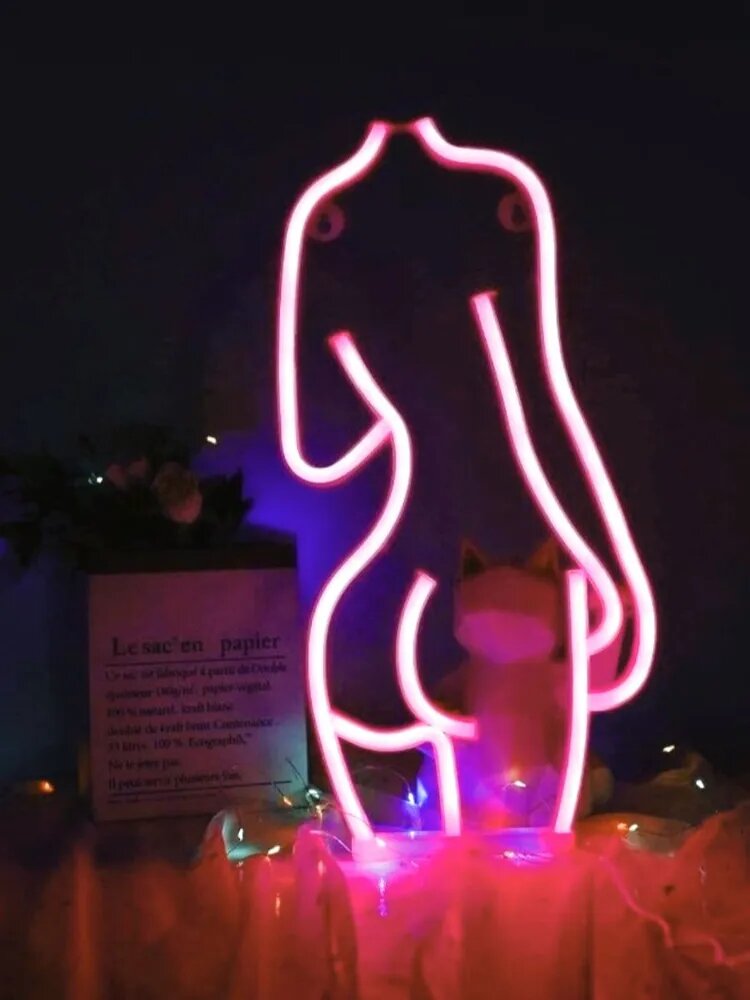 Неоновая вывеска с изображением женской фигуры, LED-подсветка, питание USB или батарейки, интерьерный декор для дома и бара