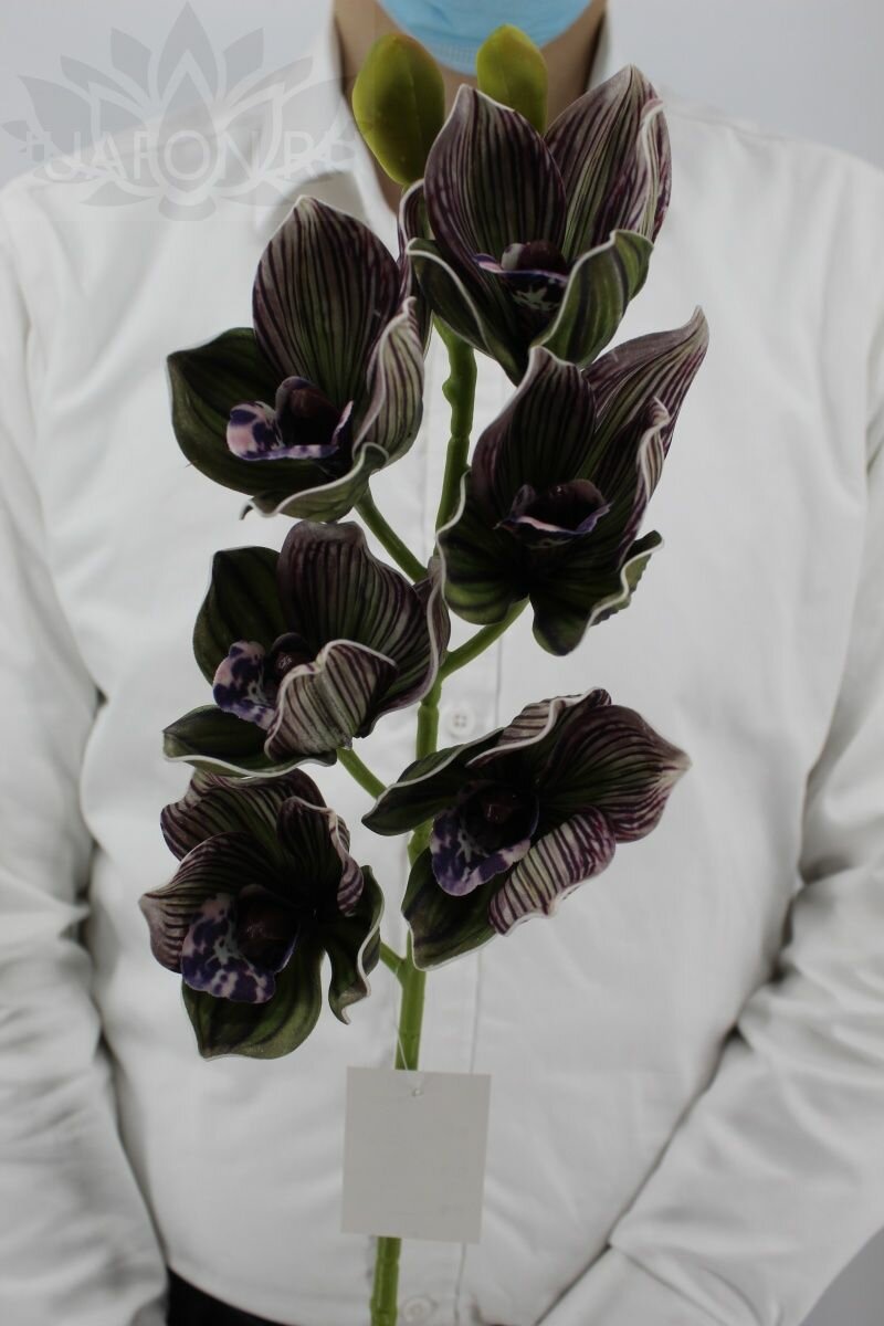 Искусственные цветы премиум для кашпо декора и интерьера Орхидея 3D латекс цимбидиум