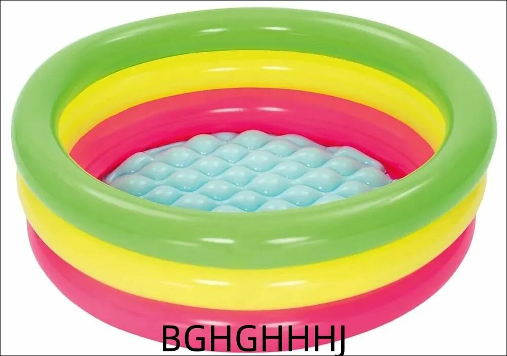 Детский надувной круглый бассейн "Радуга" с надувным дном, для плавания и купания, на дачу, 70х24 см, от 2 лет
