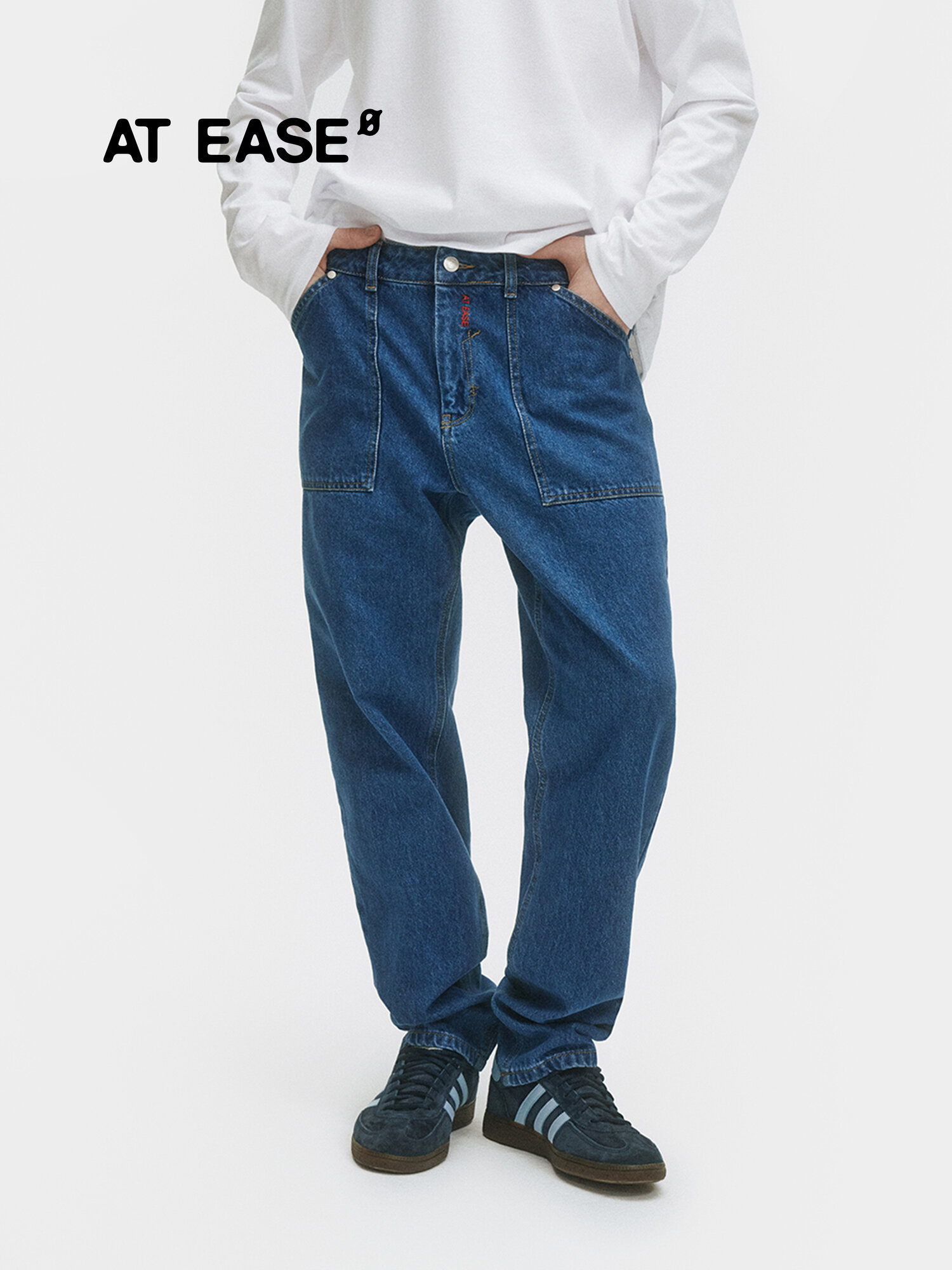 Джинсы широкие Men Straight Dark blue 