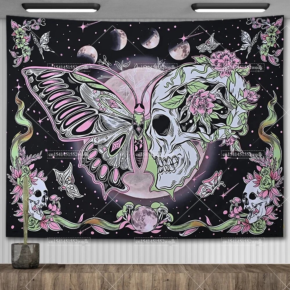 Готический гобелен FFO Skull Floral