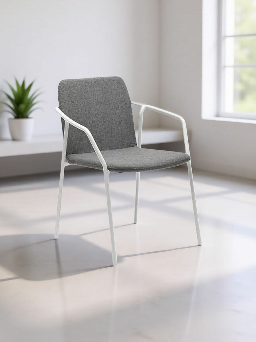 Садовый стул 4SiS марокко белый алюминий, текстилен Nanotex серый, 57.5x60x80