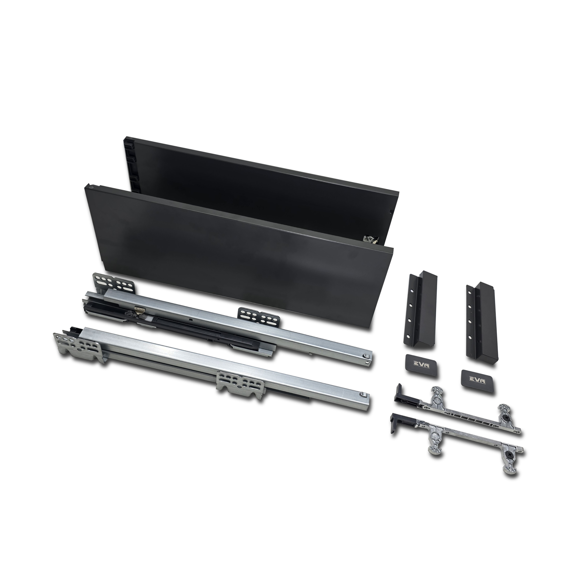 SlimBox EVA 167×500 мм графит — комплект ящика для механизма EVA Lift FLAP, частичное выдвижение с доводчиком