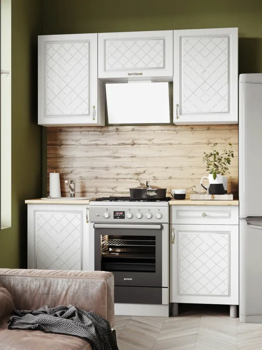 Кухонный гарнитур (кухня) Версаль 1.6 м с окапом, МДФ фасад, корпус ЛДСП, 1600х2160х430 тэкс