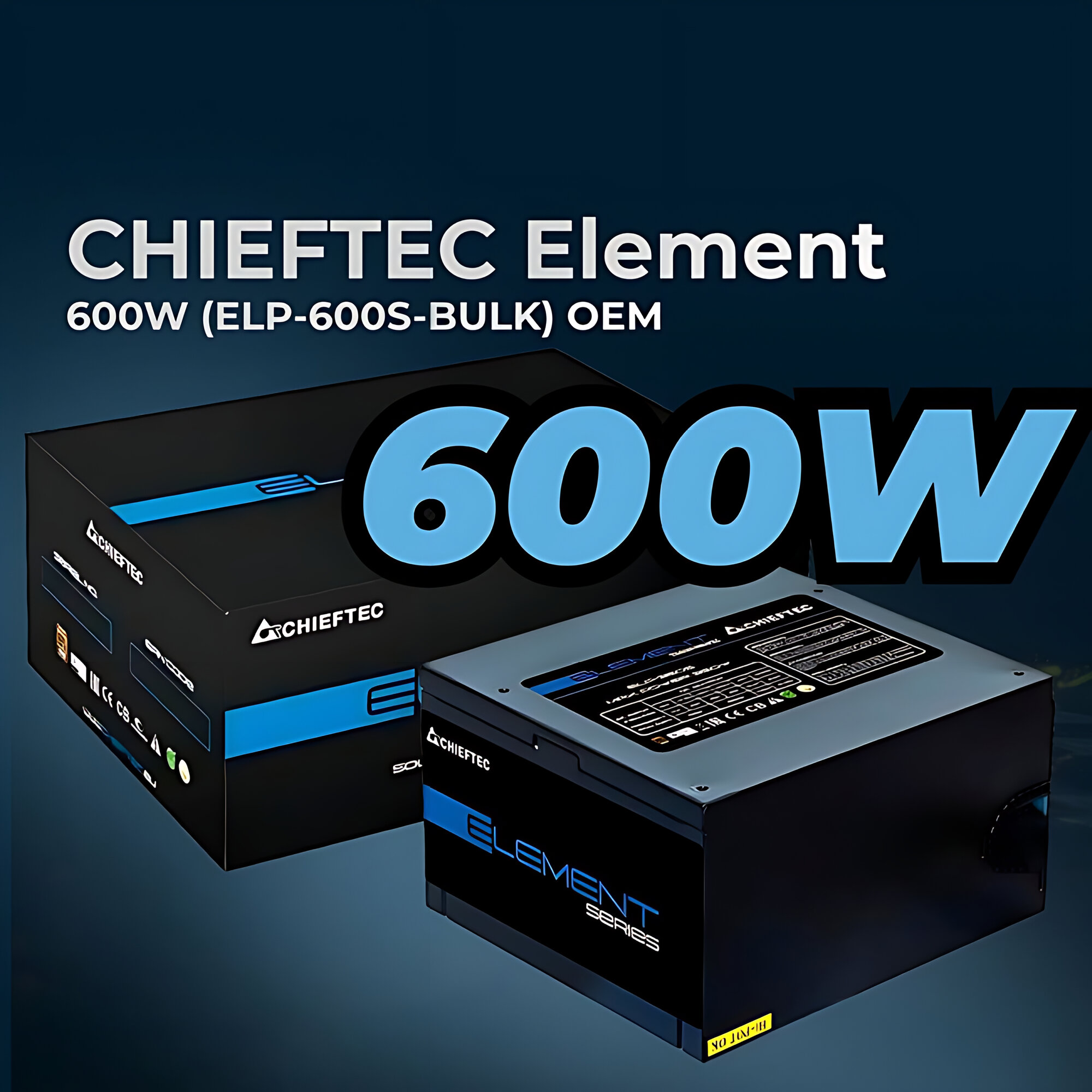 Блок питания Chieftec 600W Element, 120 мм, 80 PLUS Bronze, OEM (ELP-600S-BULK)