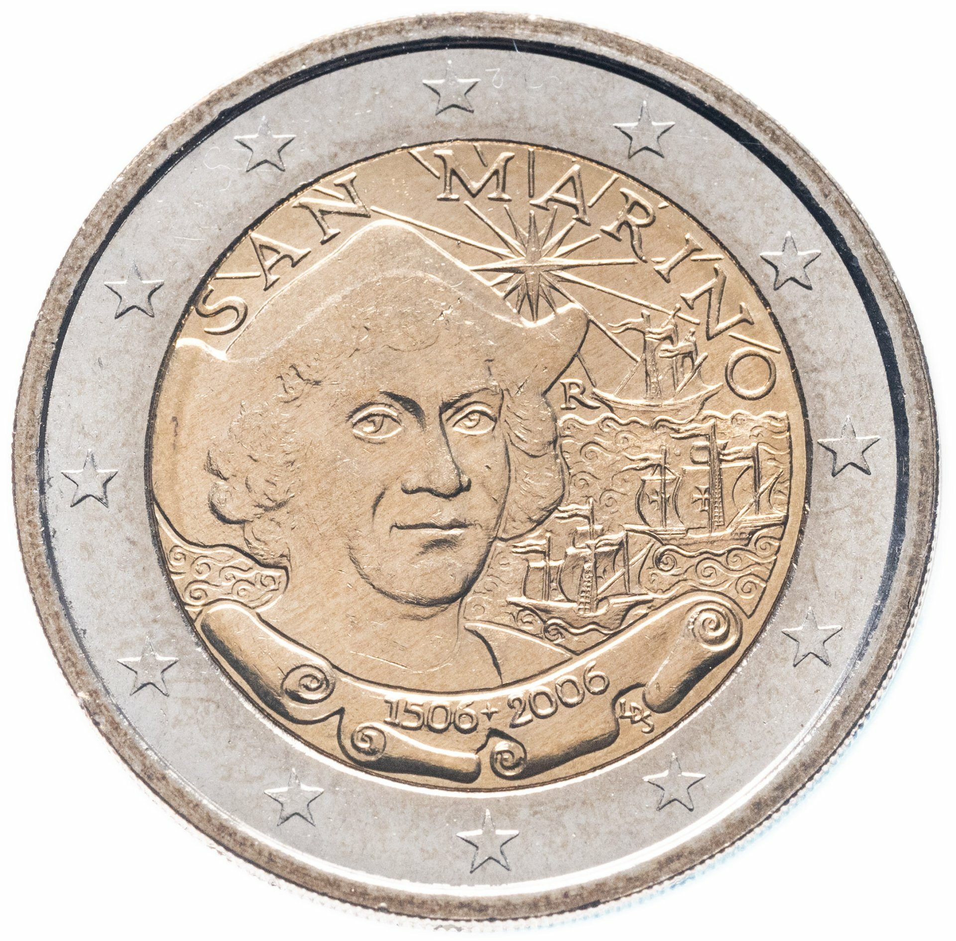 Сан-Марино 2 евро 2006 "Христофор Колумб", в буклете, Биметалл, в сохранности UNC