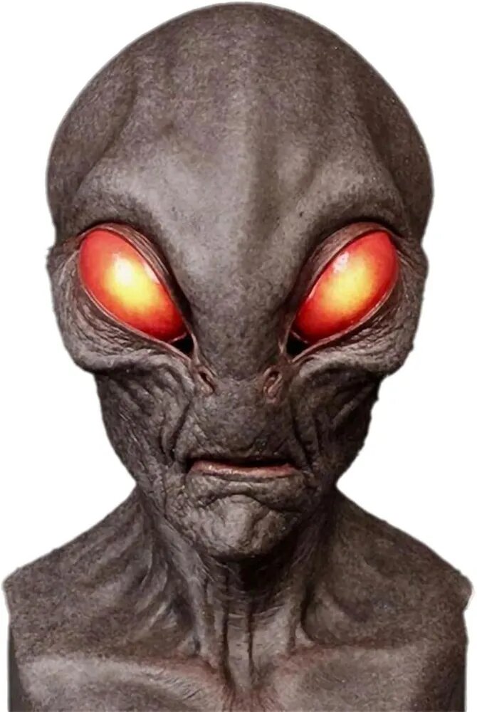 Латексная маска инопланетянина из Зоны 51, страшный шлем НЛО с большими глазами для косплея на Хэллоуин, рождественские подарки