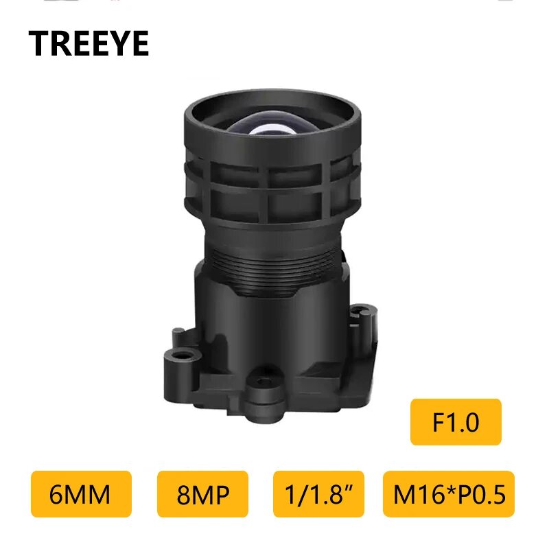 Объектив TREEYE Black Light F1.0 HD 8MP 6мм, Screw hole 20mm