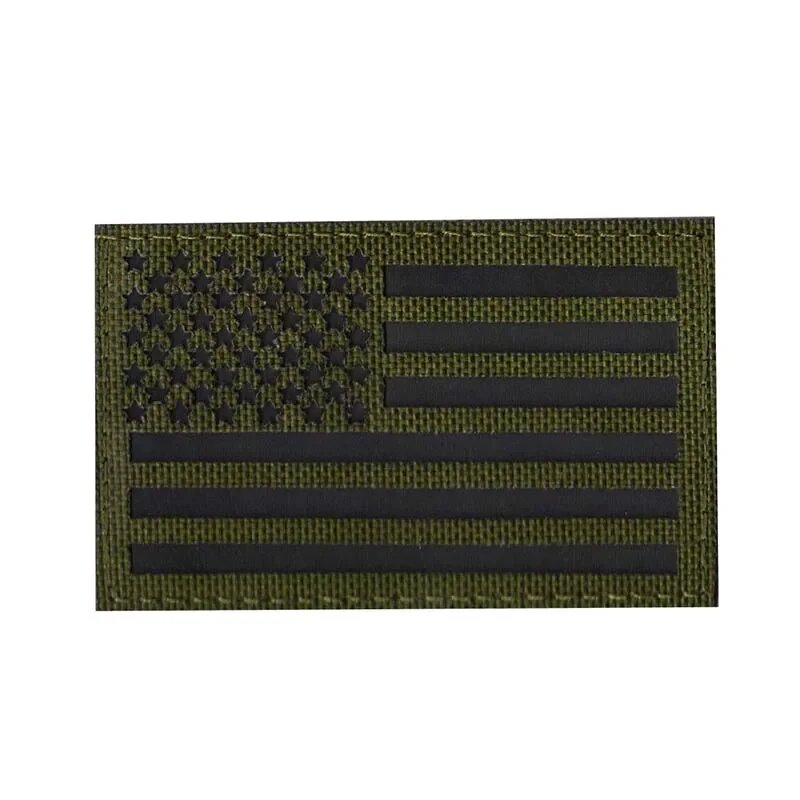 Нашивка на тактическое снаряжение с флагом США, цвет 05-Green Left