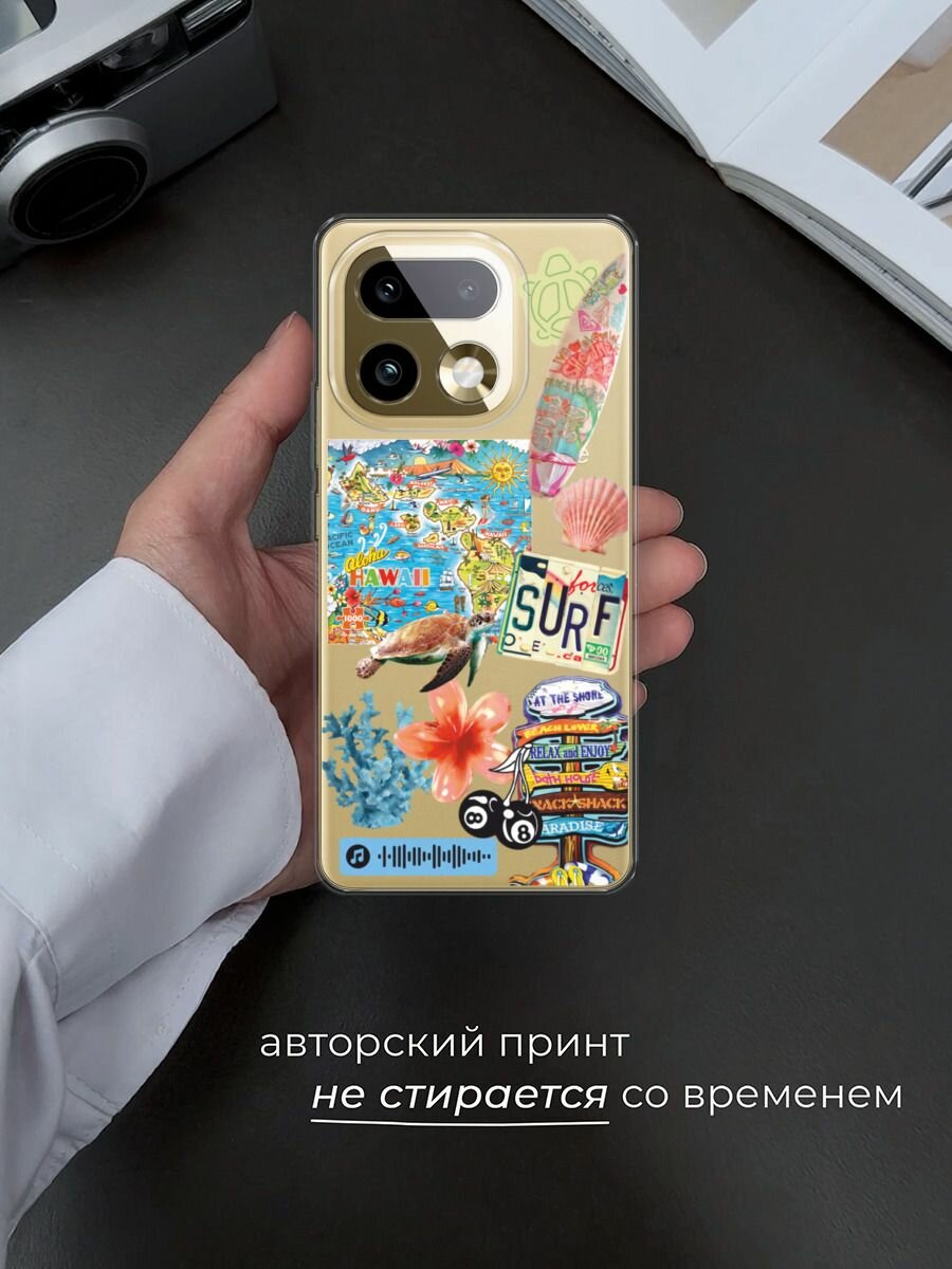 Чехол на Realme 16 Pro+ / Реалме 16 Про+ с принтом Summer collage, прозрачный — фото 1