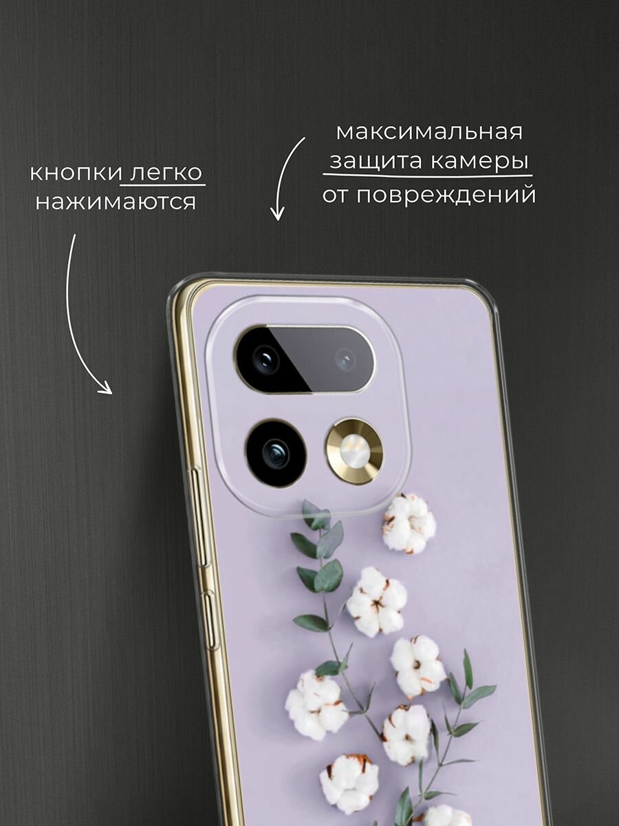 Чехол на Realme 16 Pro+ / Реалме 16 Про+ с принтом Веточка хлопка — фото 1