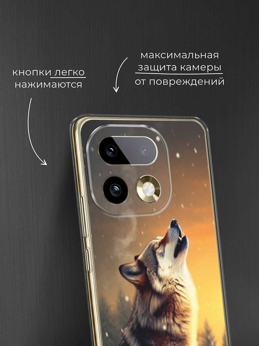 Чехол на Realme 16 Pro+ / Реалме 16 Про+ с принтом Воющий волк — фото 1