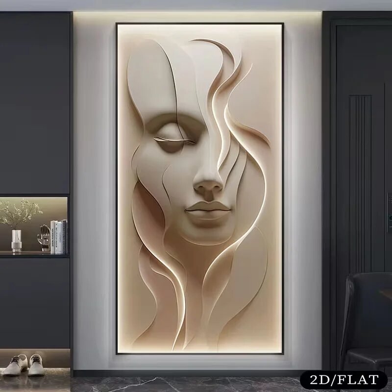 Картина на стену 50x100см, абстрактная, розовая