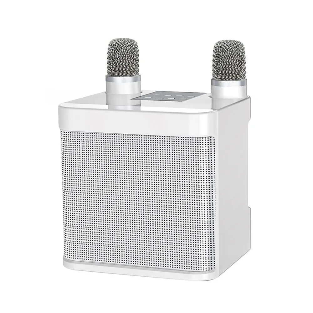 T0KD-203 Набор Для Караоке Беспроводной Динамик С Двумя Микрофонами, Белый