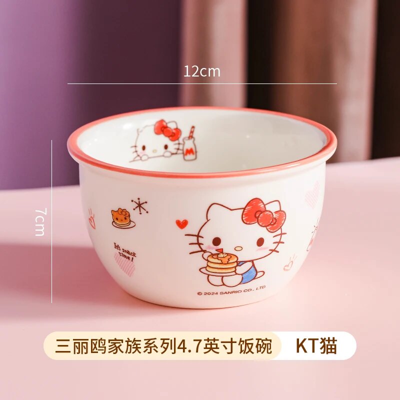 Детская фарфоровая миска Sanrio Kuromi, 4,7 дюйма, 450 мл, милая мультяшная 4.7-inch Hello Kitty