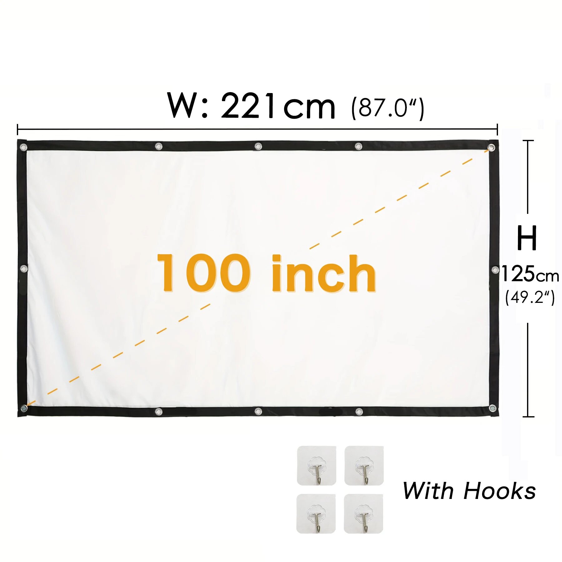 Проекционный экран AnovaTec матовый белый 16:9 4K HD 1080P White Cloth 100-in