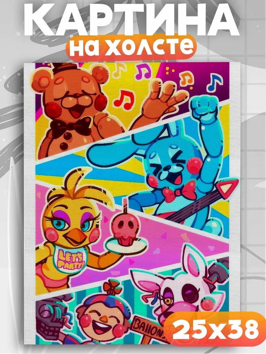 Картина на стену Five nights at freddy's Фнаф, на подрамнике, 1шт, 38х25 размер.