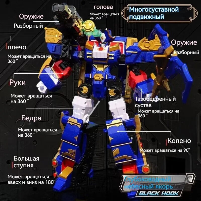 Трансформер junjun, Робот-корабль, 21 см, ABS пластик, Металл, для мальчиков, от 5-7 лет — фото 1
