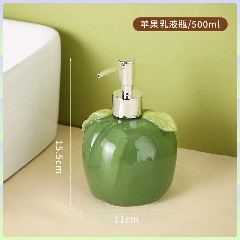 500ML Керамическая бутылка для лосьона Apple Ceramic Press Bottle Туалетная моющая жидкость Шампунь Шампунь Пустая Разделенная бутылка для шампуня dispense-500ML