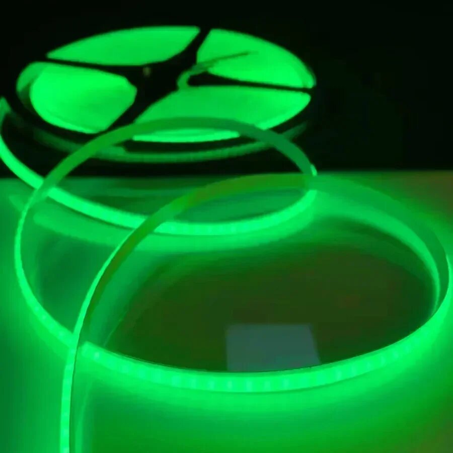 Светодиодная лента Phlanp COB 220В теплый/ледяной белый Зеленый, Green, 5м