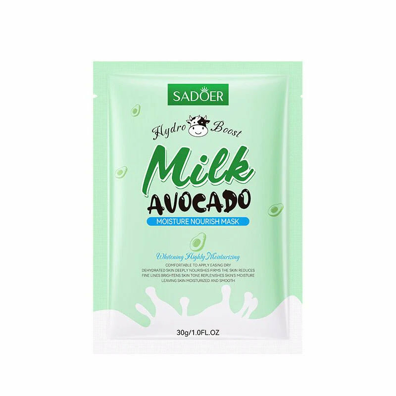 MILK AVOCADO Moisture Nourish Mask, Sadoer (молочко И авокадо увлажняющая питательная тканевая маска для лица), 30 г.