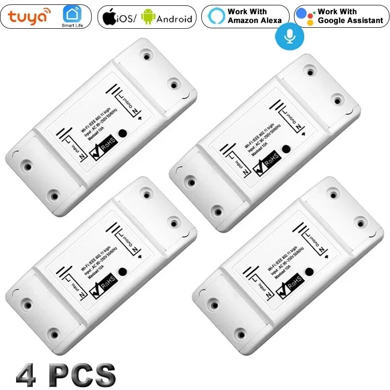 Умный выключатель Tuya Smart Life 2/3/5 шт. 4PCS