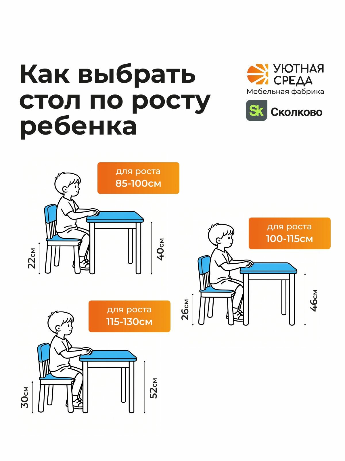 Уютная среда Стол детский, столик деревянный, нерастущий из массива дерева, высота 40 см, цвет синий — фото 1