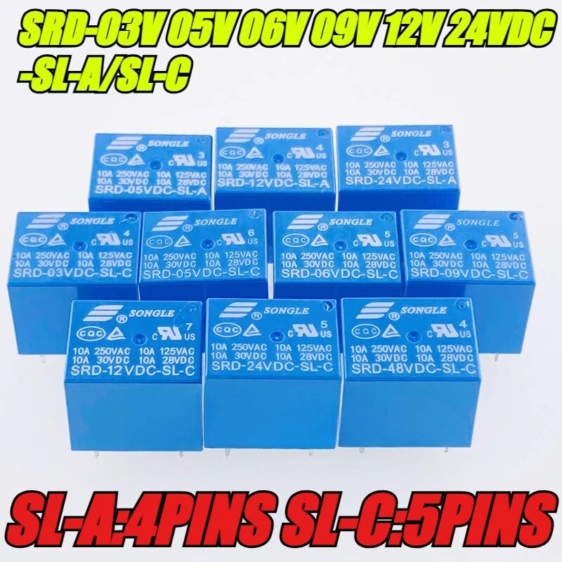 Реле SONGLE SRD-3V 5V 6V 9V 12V 24V 48V SRD-12VDC-SL-
