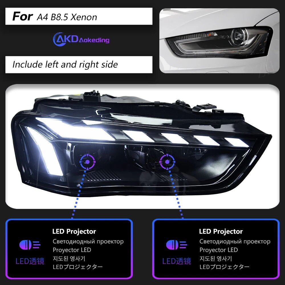 Фары для AUDI A4 2013-2016 LED Bi Xenon лампа Фог огни Дневной ход огонь Автомобильный аксессуар Фара AUDI A4