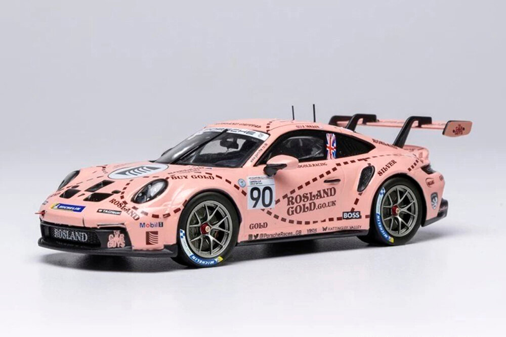 Модель коллекционная IXO Porsche 911 GT3 cup (992) #90 "rosland gold" malin 2 место porsche cup brands hatch 2023