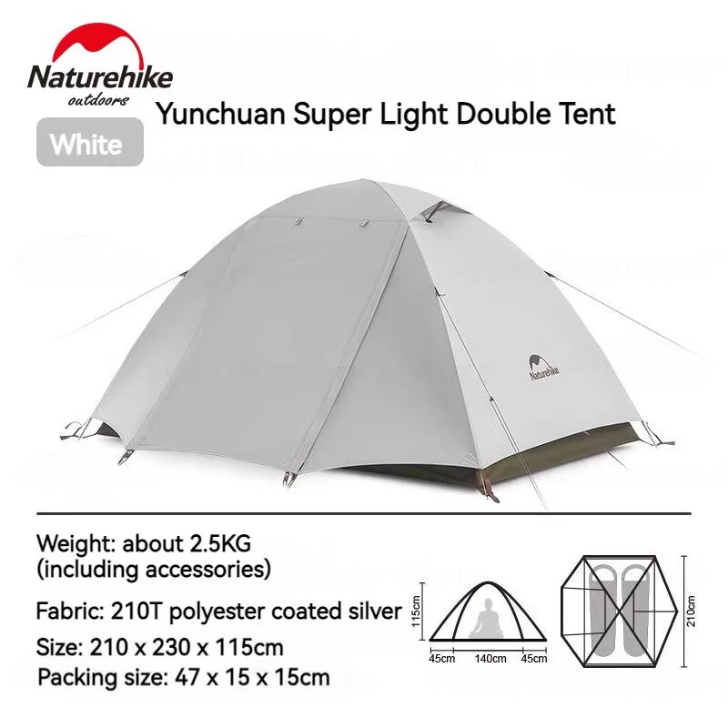 Палатка Naturehike для 2/3 человек купольной формы Туристическая палатка 150D Ультralight Для кемпинга, походов, альпинизма Туристическая Двухслойная Легкая 2,5 кг