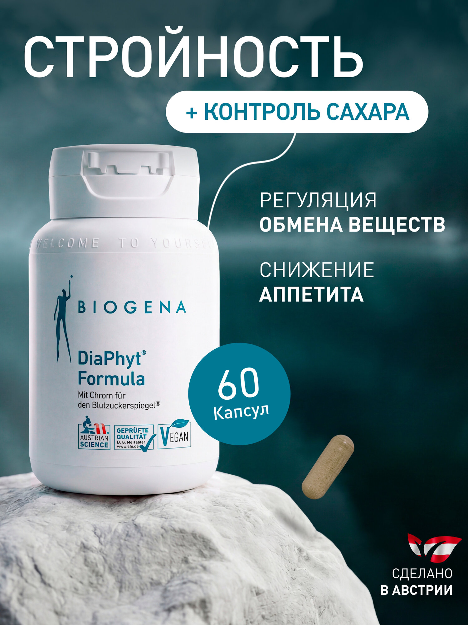 BIOGENA Биологически активная добавка к пище ДиаФит-Формула / DiaPhyt Formula, капсулы массой 714 мг