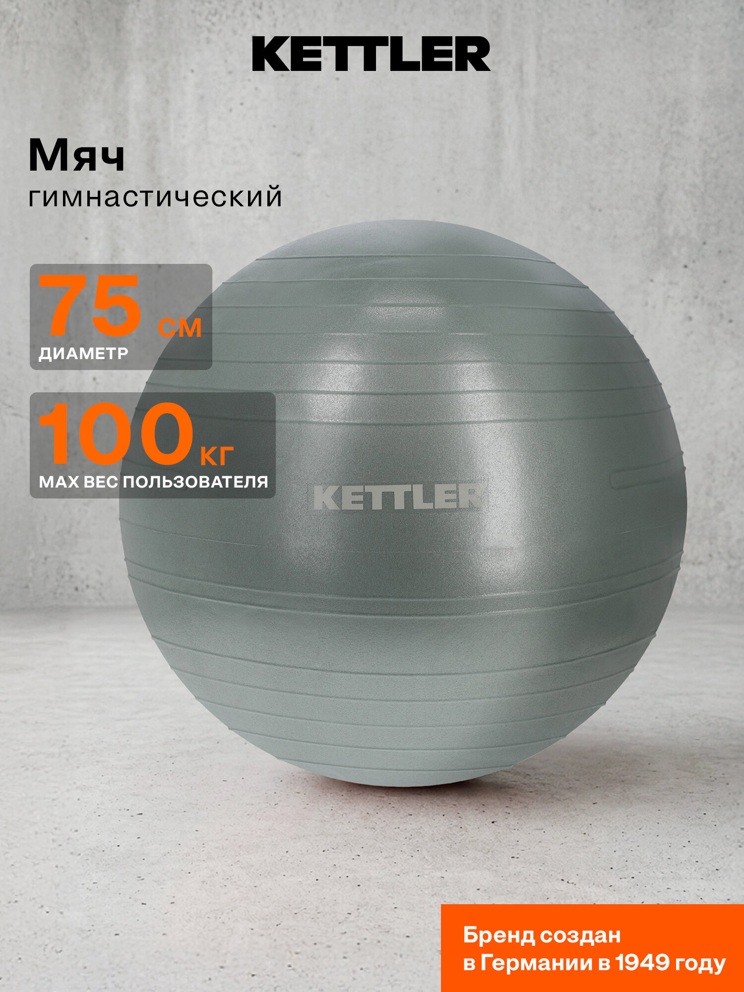 Мяч гимнастический с насосом KETTLER, 75 см