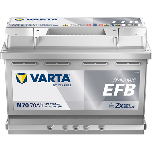 Аккумулятор автомобильный Varta Dynamic EFB Start-Stop N70 6СТ-70 обр. 278x175x190