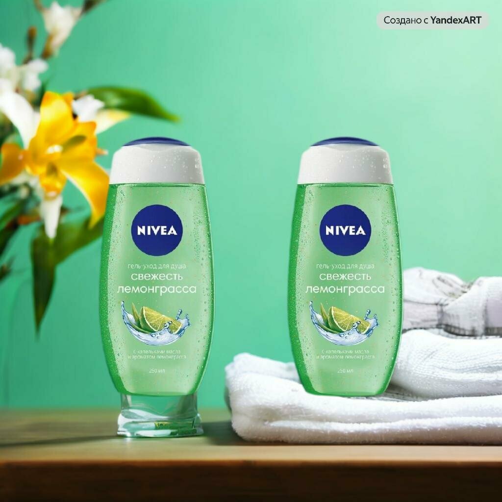 Nivea Гель для душа Свежесть лемонграсса, 250 мл, 2 шт