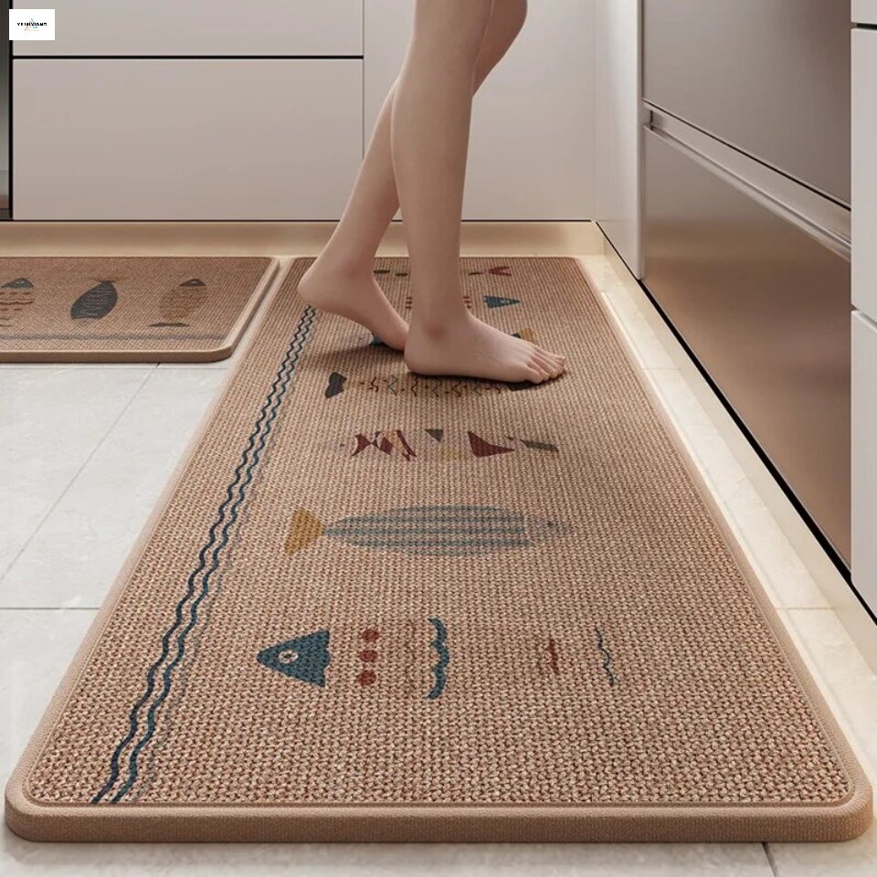 Эксклюзивный противоскользящий коврик из джута от Nova Home Textile, коричневый, 50х80 см, модель HENGAI1229