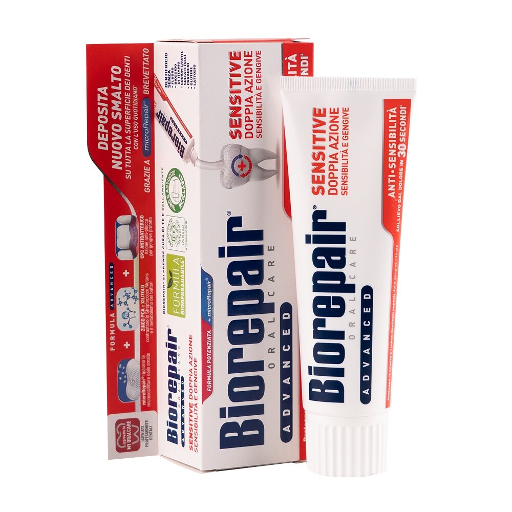 Зубная паста Biorepair Sensitiv, укрепление эмали, антибактериальный эффект, 75 мл