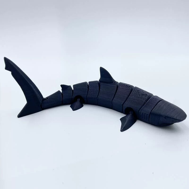 3D-печатная модель акулы для аквариума, 22 см, черный цвет, реалистичная морская фигурка для декора аквариума